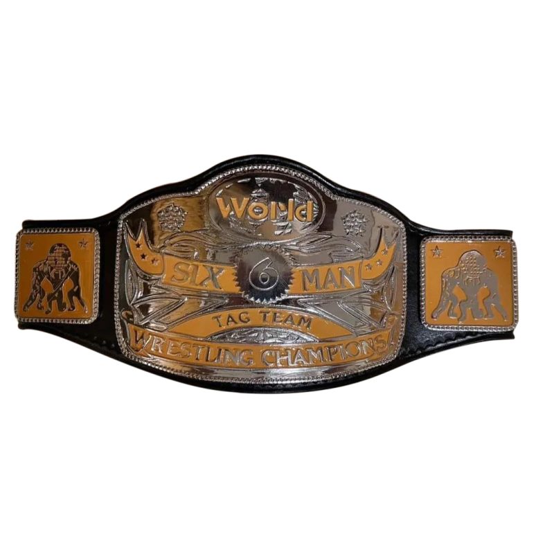 NWA World Six Tag Team Wrestling Championship Leather Belt - WC BELTS